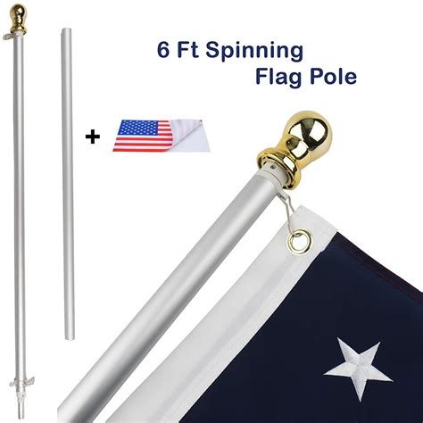 Jetlifee Tangle Free Spinning Flag Pole Aluminum Ft Silver Colored