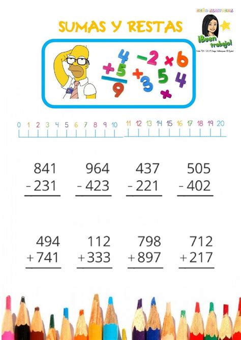 Sumas Con Llevadas Y Restas Sin Llevadas De Tres Cifras Worksheet
