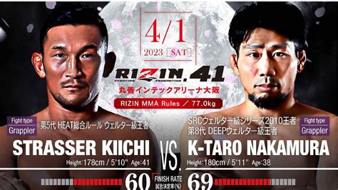 ストラッサー起一vs中村K太郎 試合動画速報 RIZIN41 YouTube