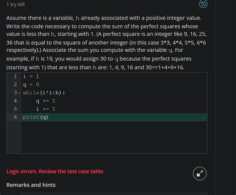 solved 1 try left 3 assume there is a variable h already