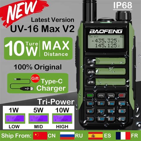 2023 Baofeng UV 16 Max IP68 Waterproof Walkie Talkie Dual Band High
