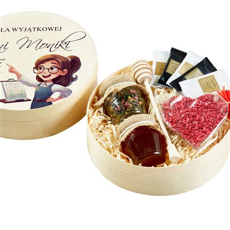 ZESTAW PREZENT DLA NA DZIEŃ NAUCZYCIELA KOSZ BOX CZEKOLADA HERBATA MIÓD