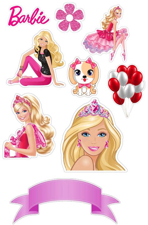 Barbie Doll Stickers With Pink Ribbons And Bows
