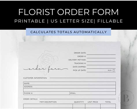 Printable Order Form Template 2 Options Freebie Finding Mom Order