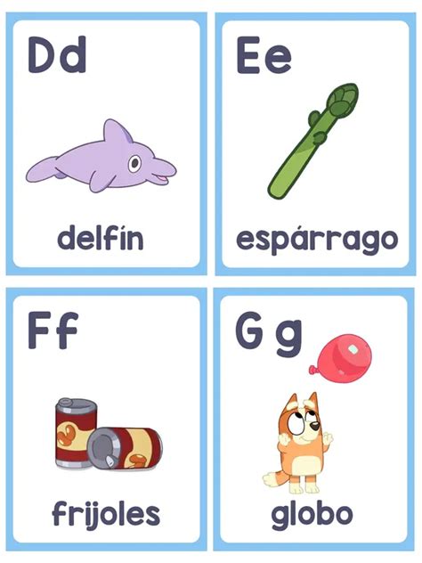 Flashcards Abecedario de Bluey en Español profe social