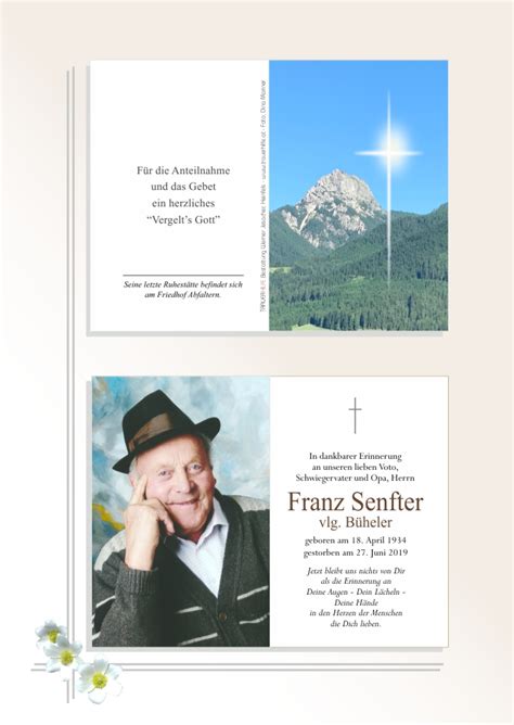 Andenkbild Franz Senfter Trauer Link