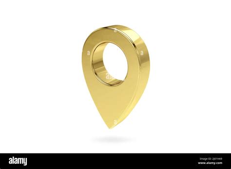Puntero de mapa dorado de 3D pines Símbolo de ubicación aislado sobre