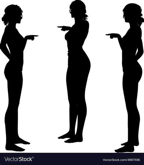 Woman Silhouette With Hand Gesture Finger Pointing