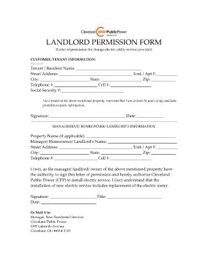 Oh Cleveland Public Power Landlord Permission Form Fill Online
