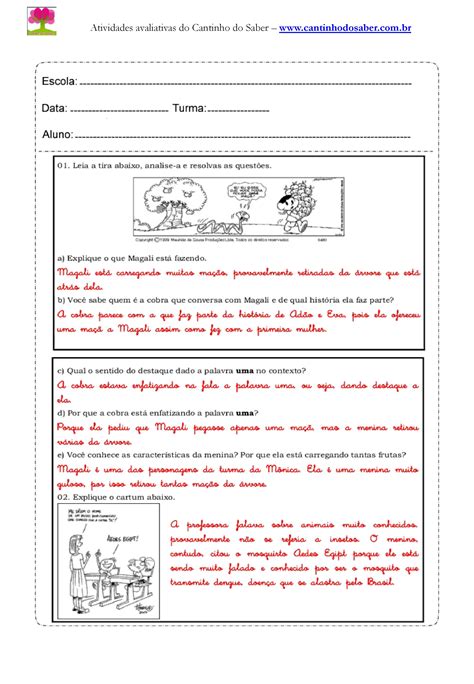 Atividades De Portugues 5º Ano