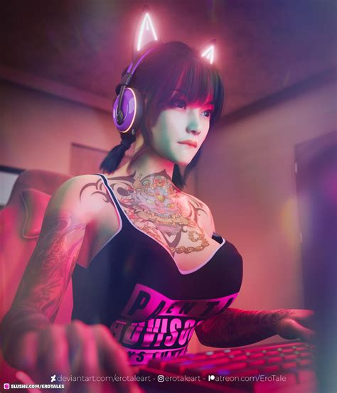 Rule 34 1girls 2022 3d Arm Tattoo Asian Asian Female Black Hair Cat Ear Headphones Chest