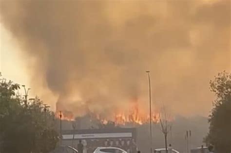 Incendio a Centocelle fiamme e una nube di fumo a Roma Est il cielo è