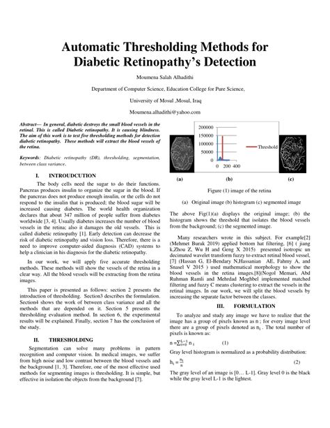 pdf automatic thresholding methods for diabetic retinopathy s detection