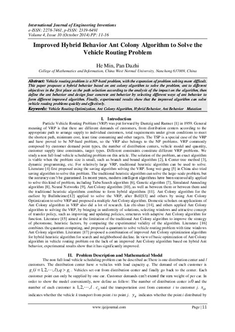 pdf improved hybrid behavior ant colony algorithm to solve the vehicle routing problem