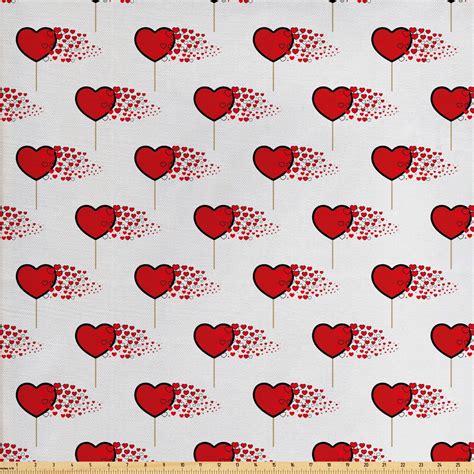 Valentine S Day Fabric By The Yard Abstract Hearts Lollipops Rhythmic