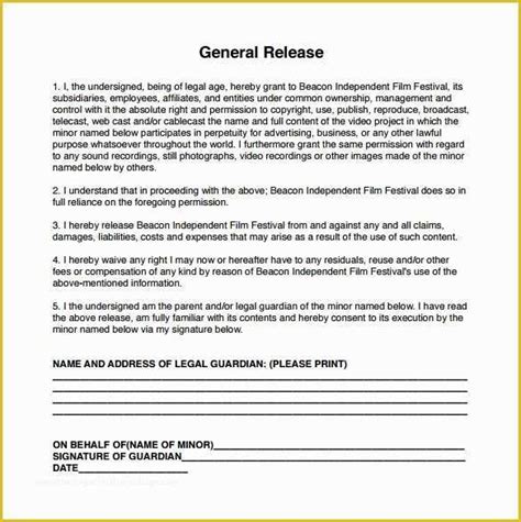 Blank General Release Form Template