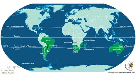 World Map Tropic Of Capricorn