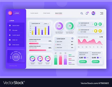 Neumorphic Dashboard Ui Kit Admin Panel Design Vector Image