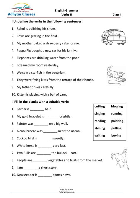 Identify Verbs In A Sentence Worksheet