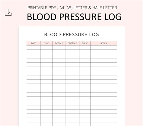 Blood Pressure Log Blood Pressure Tracker Blood Pressure Readings Bp