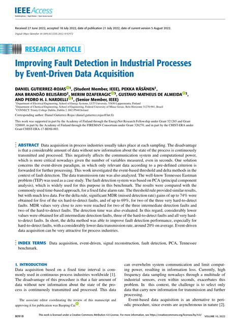 pdf improving fault detection in industrial processes by event driven data acquisition