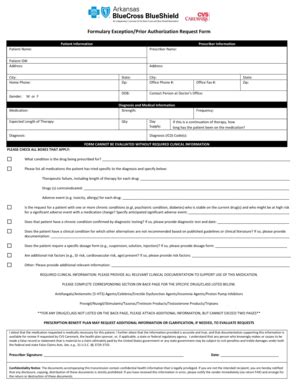 Fillable Online Formulary Exception Prior Authorization Request Form