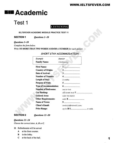 Ielts Fever Listening Practice Test 11 Pdf Mostafaemad950952 Page 1