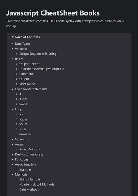 javascript cheatsheet black download printable pdf templateroller