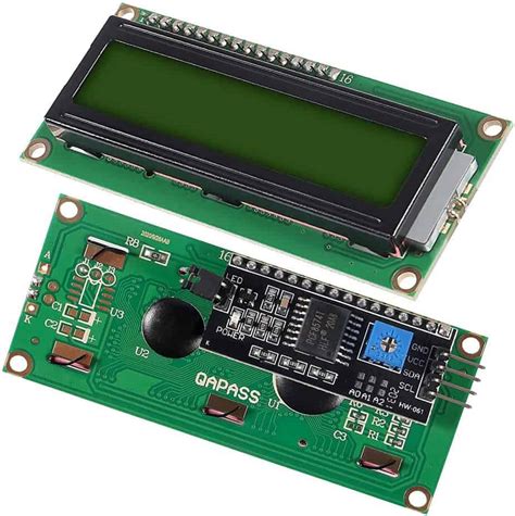 1602 lcd display i2c green blue backlight with adapter for arduino maker zone