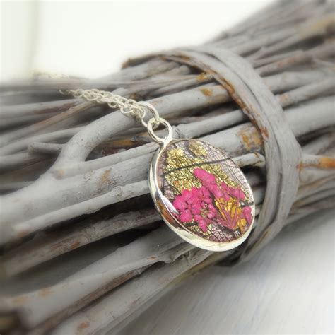Real Flower Necklace Handmade Necklace Resin Jewellery Dry Flower