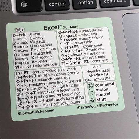 synerlogic excel for mac cheat sheet reference guide etsy excel shortcuts cheat sheets