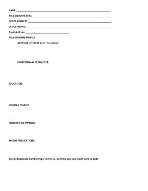 Fillable Online Pss Ca Uky CV Template Fax Email Print PdfFiller
