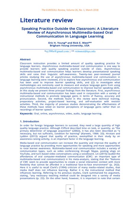 pdf speaking practice outside the classroom a literature review of asynchronous multimedia