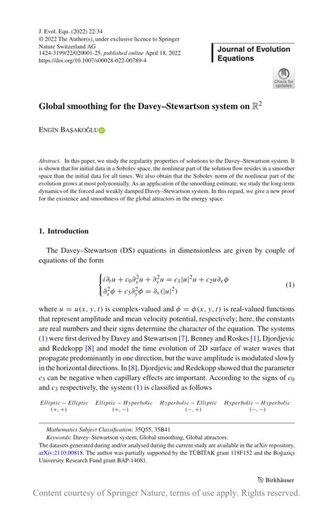 global smoothing for the davey stewartson system on mathbb {r} 2 request pdf