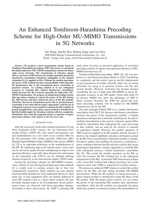 pdf an enhanced tomlinson harashima precoding scheme for high order mu mimo transmissions in
