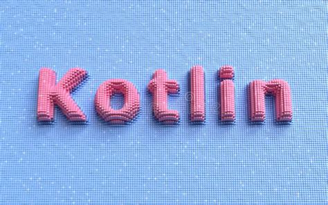 kotlin programming language development concept coding background colored pixelized text 3d