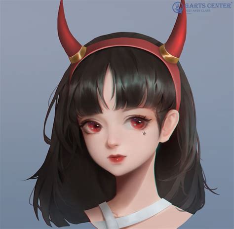 ArtStation 匠人绘基础班女性同人头像作业 卷卷 匠人绘 Art style inspiration Art style