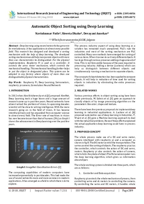 pdf irjet automatic object sorting using deep learning irjet journal