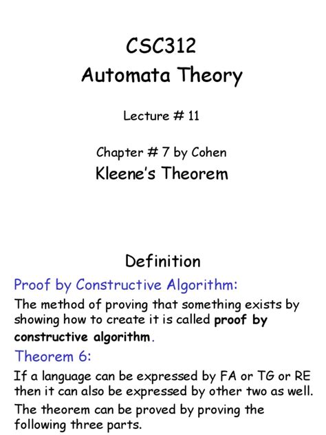 lec 11 kleene s theorem pdf theorem mathematical proof