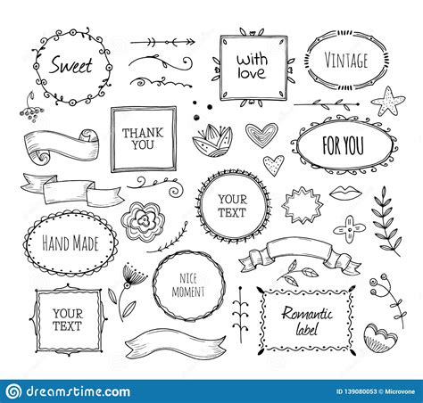 Doodle Line Print Doodle Frame PNG Digital Paper Print Rectangle Frame