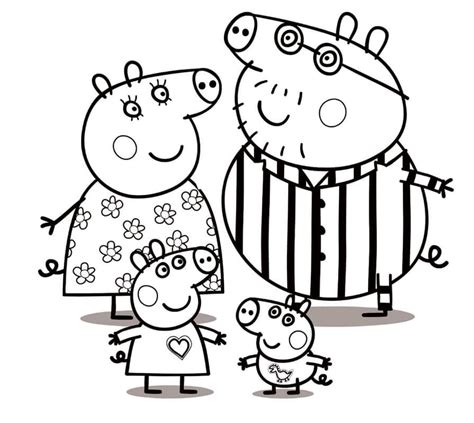 Desenhos de Peppa Pig Família para Colorir e Imprimir