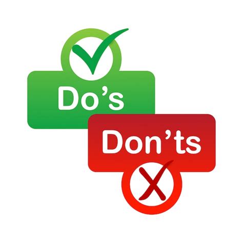 À Faire Et à Ne Pas Faire Badge Rouge Et Vert Vecteur Premium