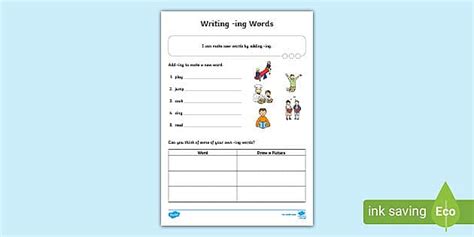Adding Ing Worksheet Grammar Words Application Twinkl