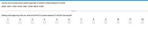 solved use the row of numbers shown below to generate 12