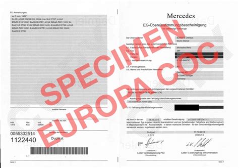 Certificat de Conformité Européen Mercedes COC Commandez votre