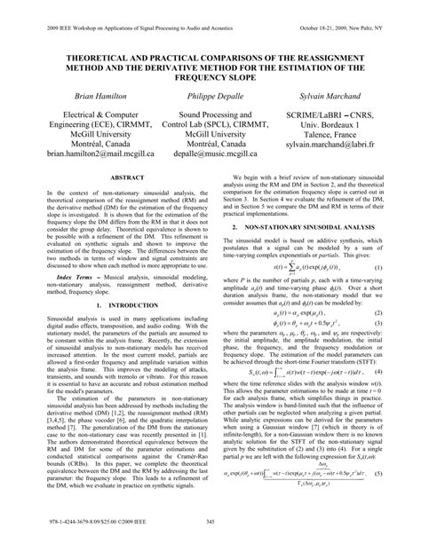 pdf theoretical and practical comparisons of the reassignment method and the derivative method