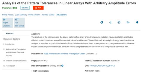 analysis of the pattern tolerances in linear arrays with arbitrary amplitude errors in ieee