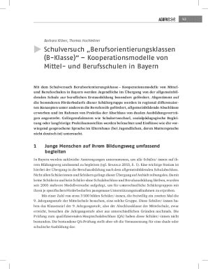 Ausfüllbar Online Schulversuch Berufsorientierungsklassen B Klasse