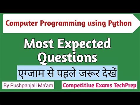 Python Most Important Questions For Th Semester Cse Youtube