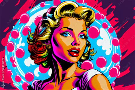 Portrait Von Sexy Pin Up Girl Im Bunten Pop Art Retro Comic Stil